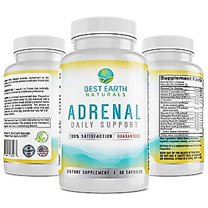 Best Earth Naturals Adrenal Support Supplement Cortisol MGR with Rhodiola Rosea, B Vitamins, Ginger Root, Ashwagandha, Licorice and More for Adrenal 30 Count