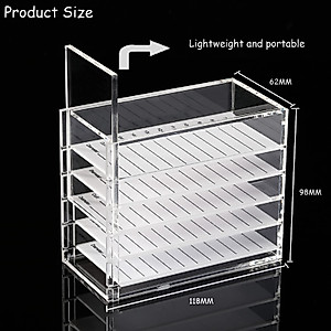 LXIANGN Acrylic 5 Layers Clear Eyelash Storage Box Lash Display Organizer Eyelash Storage Tray for Grafting Lash Extension