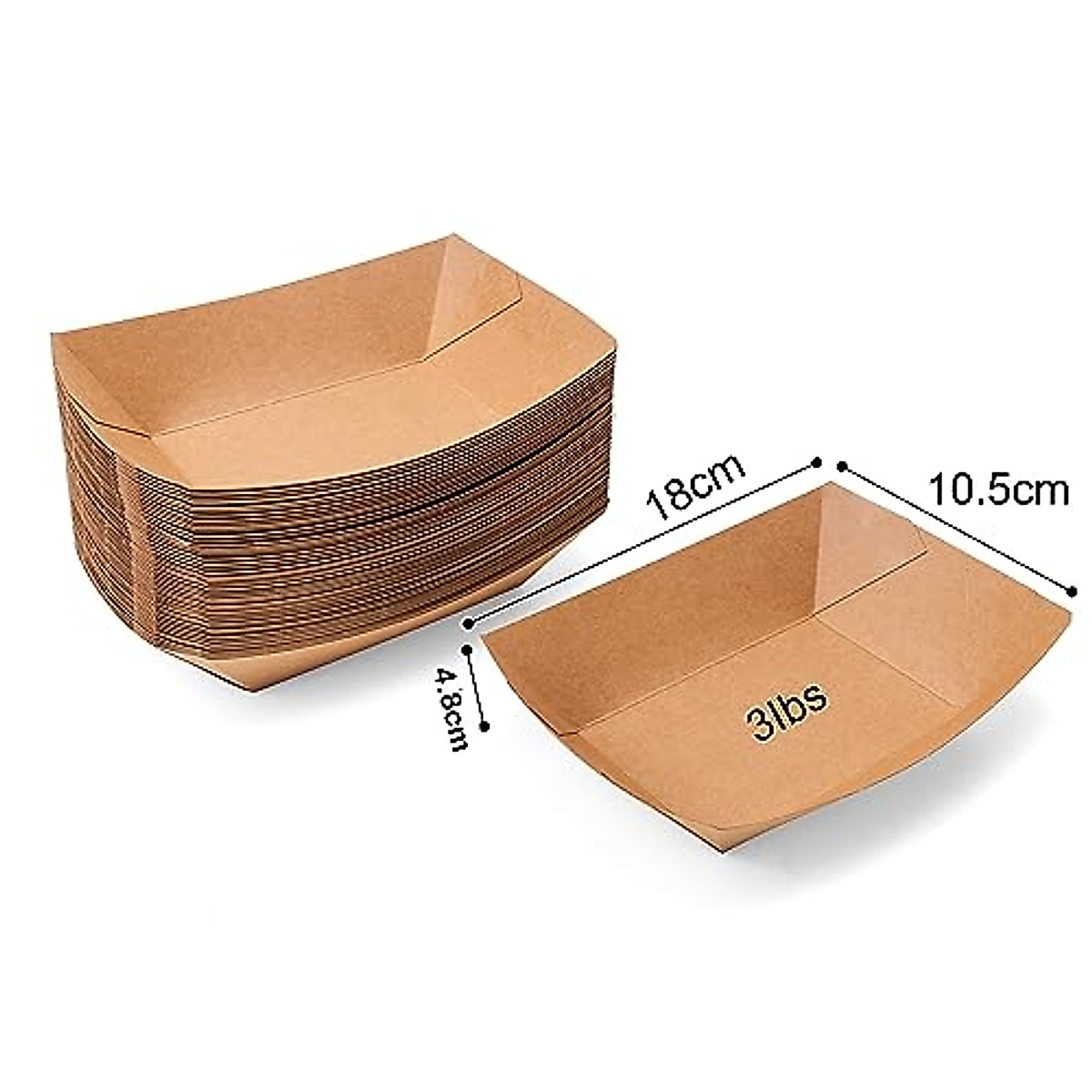 Traysly 50 pack Food Boats Disposable 3lb Eco Friendly Poly Coated Paperboard, Greaseproof Paper Boats for Food Serving, Hot Dog Nacho Trays and Nacho Boats for Concession Stand, Parties