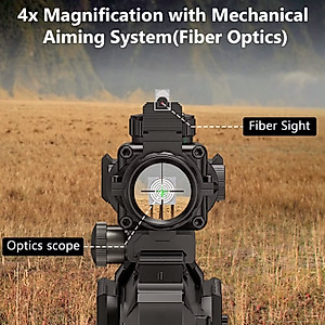 CVLIFE 4x32 Tactical Rifle Scope Red & Green &Blue Illuminated Reticle Scope with Fiber Optic Sight