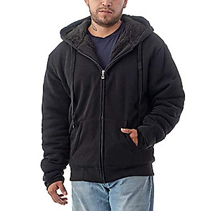 Jvini Men's Ultra Soft Sherpa Lined Hoodie - Full Zip-Up Fleece Sweatshirts 2X-Large Black