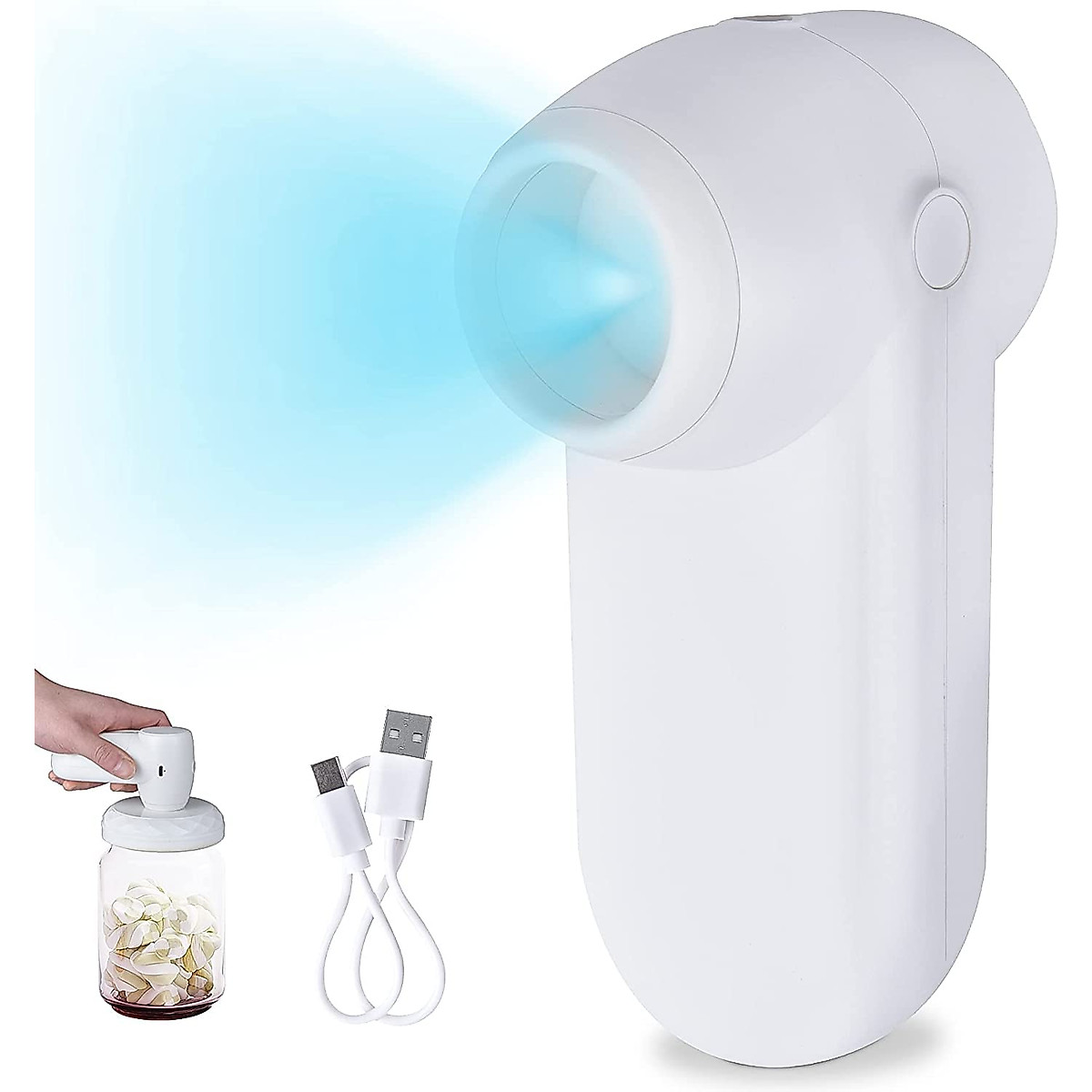 Mason Jar Vacuum Sealer, Electric Vacuum Jar Sealer For Food Saver, 6-in-1 Handheld Vacuum Pump Fits Wide and Regular Mouth Mason Jars for Vacuum Canning Seal Containers