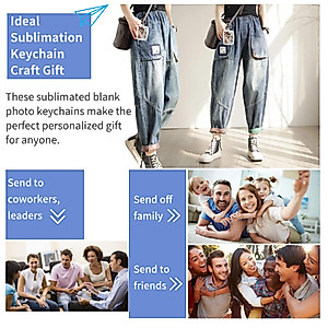 Hsyydzi 200pcs Pendant Picture Frame Keyrings, 2.2 x 1.6inch/5.5 x 4.2cm Make Your Own Keyring Kit, DIY Gift Key Chain as Gift,Suit for Family, Friends,Colleague