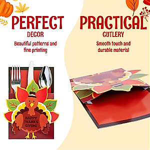 24 Thanksgiving Turkey Cutlery Decorative Utensil Holders for Autumn Fall Party