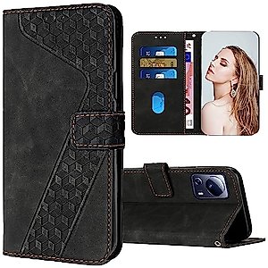 Yiminu.DS Compatible with Xiaomi 13 Lite Case, PU Leather Flip Wallet Mobile Phone Case, Shockproof Flip Case, Protective Case with Folding Stand Function and Card Slots, Black