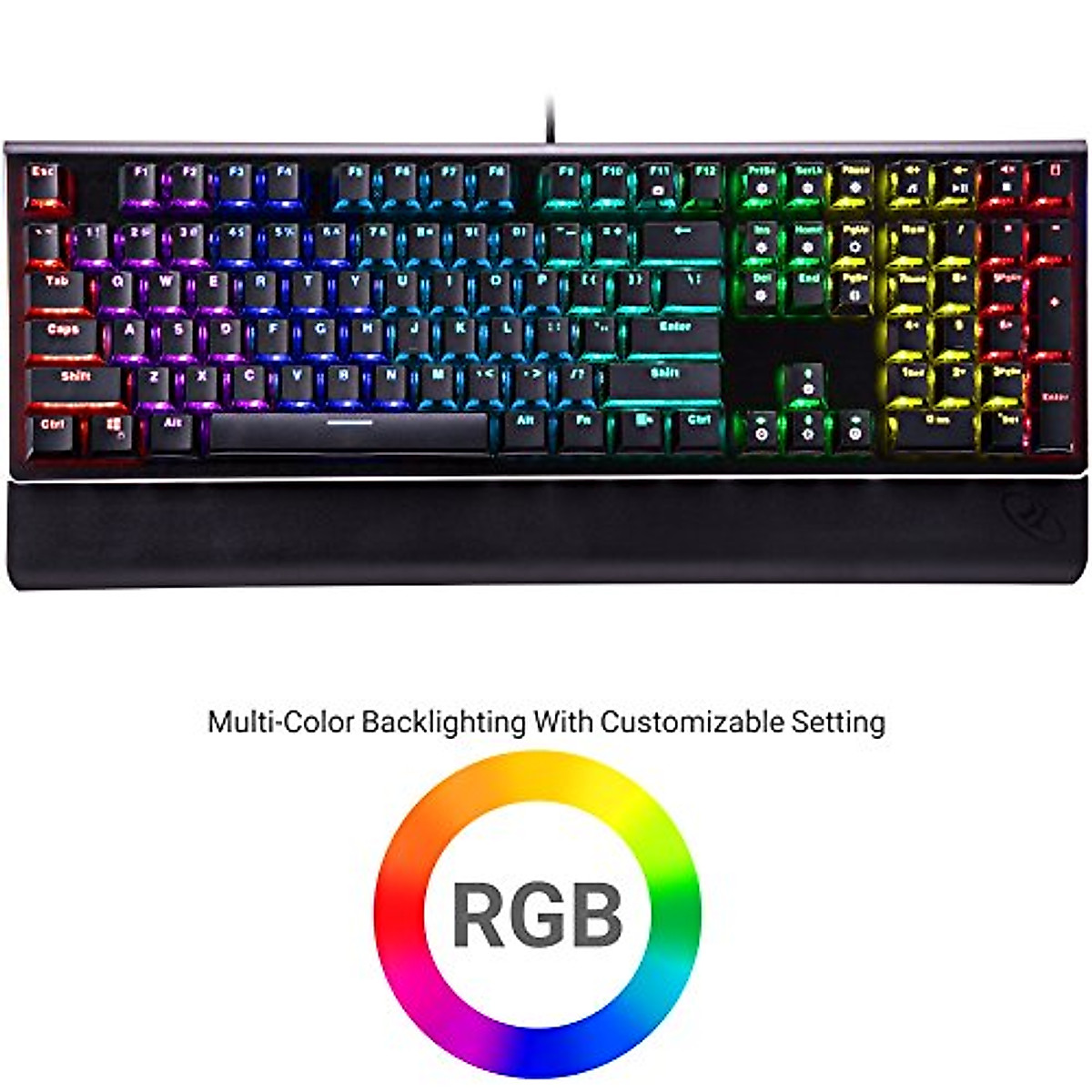 Rosewill Mechanical Gaming Keyboard, RGB Backlit Clicky Computer Mechanical Keyboard for PC, Laptop, Mac, Rainbow LED Modes with Side Backlight & Software Suite for Customization – Brown Switch