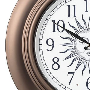 La Crosse Clock 435-3256B-SM-INT 21" Indoor/Outdoor Quartz Clock with Lighted Sun & Moon Dial