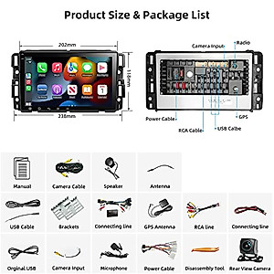 Android 12 Car Stereo for Chevrolet Chevy Silverado/GMC Sierra Yukon/Buick Enclave 2007-2012, 8 Inch GPS Navigation Touch Screen Radio with Bluetooth Backup Camera Wireless CarPlay&Android Auto,2+32GB