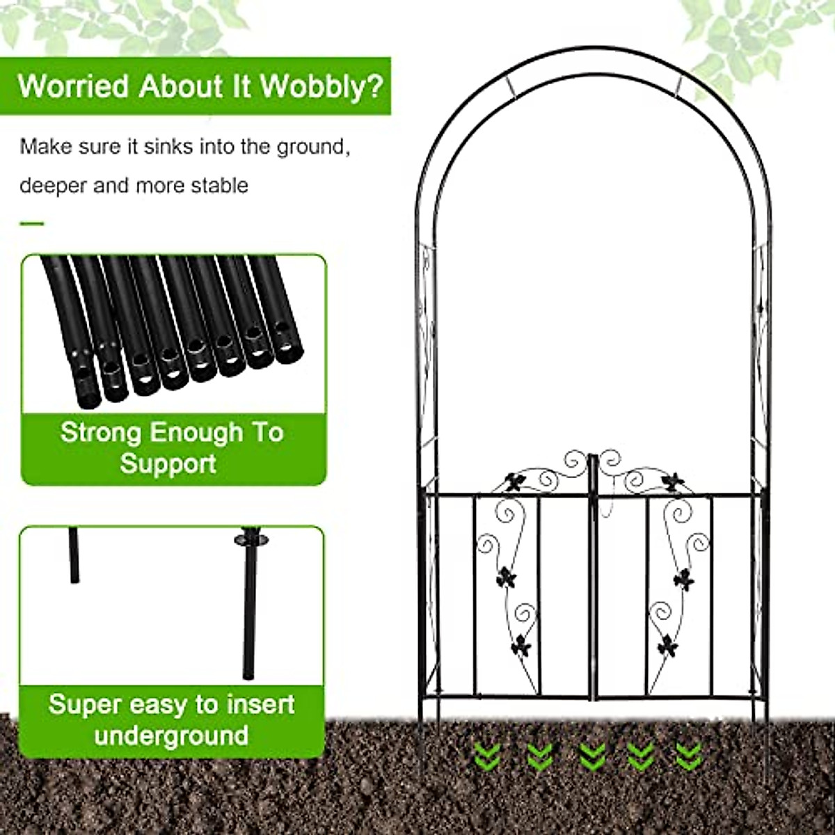 Kintness Garden Arch Arbor with Gate Trellis Arbour Archway for Climbing Plants Outdoor Garden Lawn Backyard …