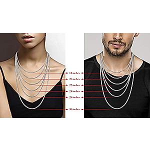 Miabella Solid 925 Sterling Silver Italian 3.5mm Square Link Round Box Chain Necklace for Women Men, Made in Italy (22, sterling silver)