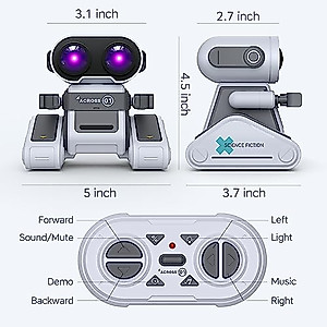 DoDoMagxanadu Robot Toys, Remote Control Robot Toy for Kids, RC Robots for Kids with LED Eyes and Music, Gift for Boys and Girls Ages 3+ Years (White)