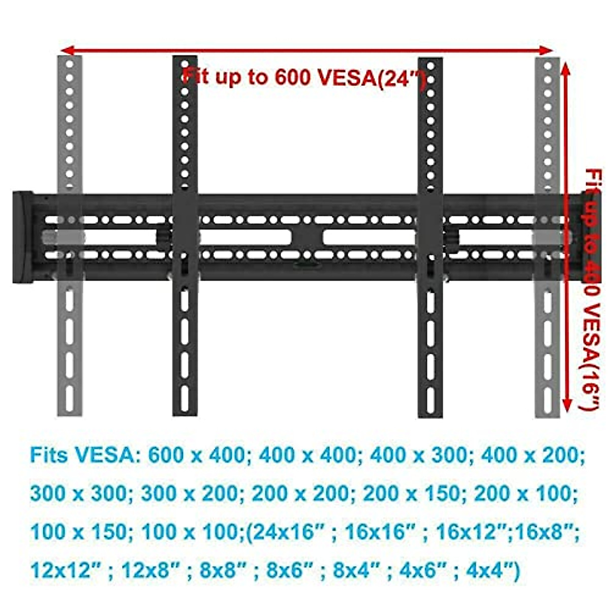 Tilt 15°TV Wall Mount for 32 37 40 47 50 55 60 65 70 Plasma LED LCD TV Display, Heavy-Duty Steel Construction in Classic Black Finish, Load Capacity Up to 110lbs GPJCFCDUS