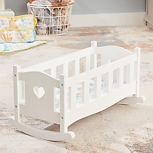 Melissa & Doug Mine to Love Wooden Play Cradle for Dolls, Stuffed Animals - White