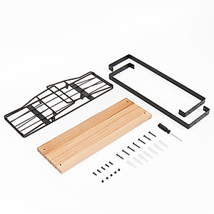 Livabber Towel Racks for Bathroom, Metal Towel Storage Holder for Roll Towels, Wall Mounted Towel Organizer with Storage Basket and Wooden Shelf for Small Bathroom (Black)