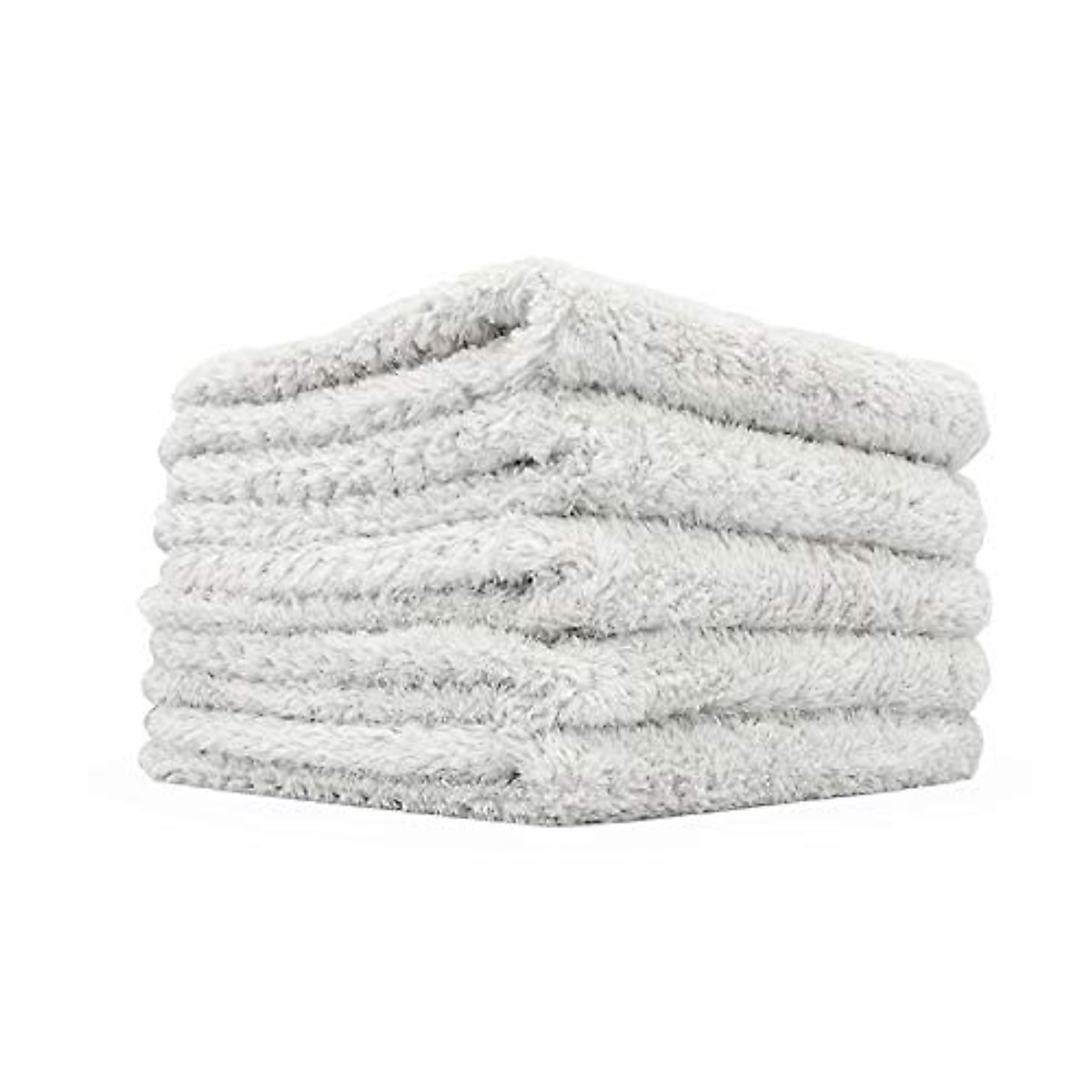 The Rag Company - Platinum Pluffle Microfiber Detailing Towels - Professional Korean 70/30 Blend, Plush Waffle Weave, 480gsm, 16in x 16in, Ice Grey (5-Pack)