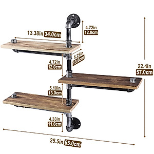 MENZOM Rustic Toilet Paper Holder with Shelf - Wall Mounted Industrial Pipe Towel Roll Holder - Wooden Panel Bathroom Storage - Farmhouse Style Restroom Accessory(F)