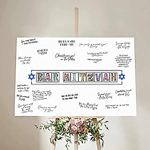 Bar Mitzvah Birthday Party Decorations Signature Card Supplies Or Creative Gifts - Bar Mitzvah Sign In Board Guest Book 11x17 Inch“Unframed” Wall Art Poster Birthday Keepsake Sign For Boy Girls