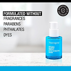 Neutrogena Hydro Boost Ultra Hydrating Serum with Hyaluronic Acid, Fragrance-Free Face Serum for Weightless Hydration and Softer, Glowing Skin, Non-Comedogenic, 1 fl. oz