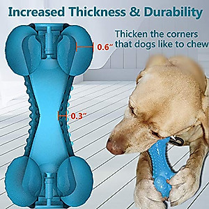 SCHITEC Squeaky Dog Chew Toy, Tough Durable Natural Rubber Bone with Toothbrush, Indestructible for Aggressive Chewers Large Medium Breed Teeth Cleaning
