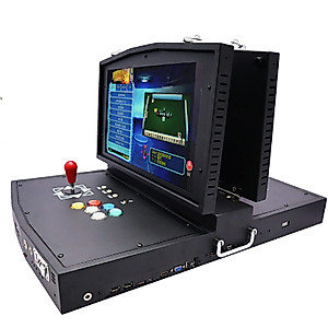 RSTJ-Wjf Multifunction Arcade Game Machine with 18.5 Inch Double Monitor, HD Video Game Console with 8000+ Games Support HDMI VGA Output, 2~4 Players Online Game