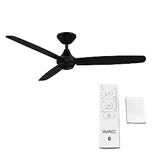 WAC Smart Fans Blitzen Indoor and Outdoor 3-Blade Ceiling Fan 54in Matte Black with Remote Control works with Alexa and iOS or Android App