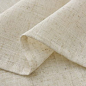 Valea Home Linen Curtains Panel 54 inch Long Light Filtering Rod Pocket Crude Drapes for Bedroom Living Room Farmhouse Window Treatment Panels, Natural, 1 Panel