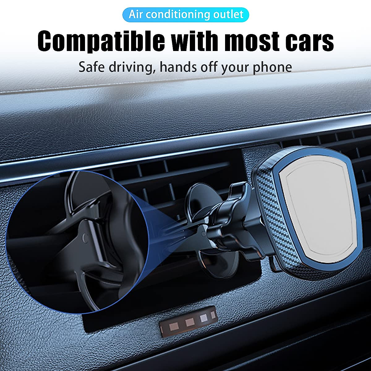 zipelo Car Phone Holder Mount, Magnetic Cell Phone Cradle for Air Vent and Dashboard, Universal Hands Free Suction Cup and Vent Clip, Auto Accessories for All iPhone, Samsung and More (Gray)
