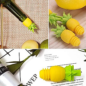 Cute Wine Stoppers for Wine Bottles - 4Pcs Funny Wine Stoppers Pineapple Small Bottle Caps for Crafts Cork Wine Bottle Stopper- Yellow Silicone Wine Stopper Wine Bottle Sealer Bottle Top Covers