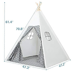 Wilwolfer Kids Teepee Play Tent for Child with Carry Case + Two Windows, Portable Children Toys or Gift for Kids Boys Girls Indoor and Outdoor Play