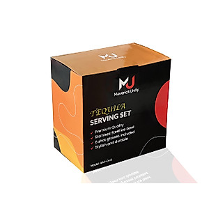 Maverick Unity Tequila Glasses and Bottle Holder on Ice, Tequila Gift Set, 6 Shot Glasses included - Tequila serving set.