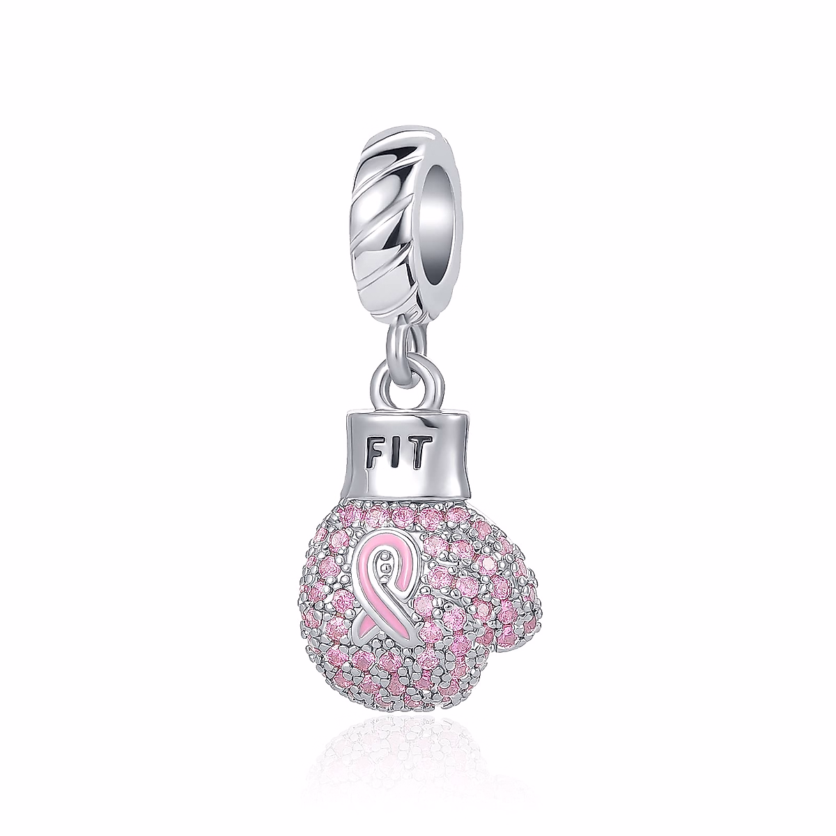 OutstandLong Fight Breast Cancer Awareness Charms Pink Ribbon Dangle Charm Beads for Bracelets