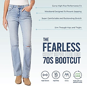 WallFlower Women's Fearless Curvy 70s Bootcut Denim Super High-Rise Insta Vintage Juniors Jeans, Jaylene