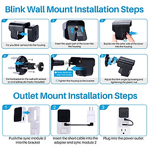 3 Pack Blink Outdoor Camera Housing and Mounting Bracket, Weatherproof Cover and 360° Adjustable Mount with Blink Sync Module 2 Outlet Wall Mount for Blink Security System (Blink Not Included)