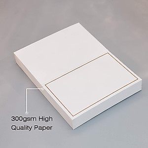 AZAZA 50 Pcs Place Cards with Rose Gold Foil Border - Table Tent Cards Seating Place Cards for Weddings Banquets Dinner Parties 2.5" x 3.75" (Rose Gold - Border)