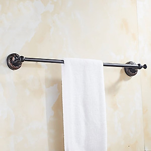 Bath Towel Bar Black Towel Rack, Single-bar American All-Copper Towel Rail, Retro Bathroom Pendant European-Style Toilet Towel Bar Towel Holder