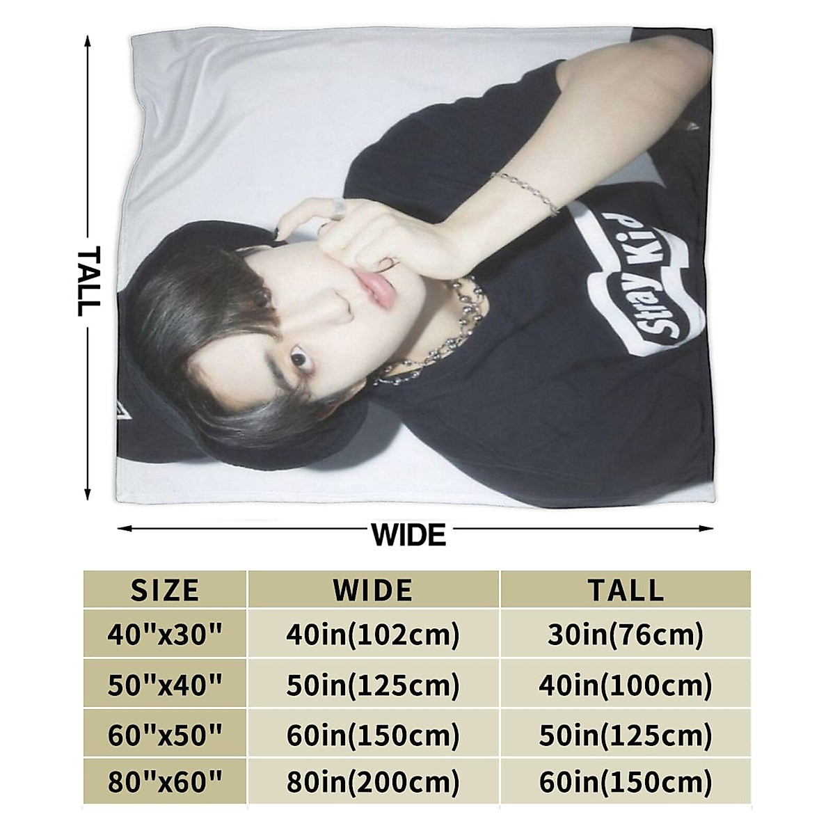 Blanket Stray Kids Han Ji Sung Soft and Comfortable Wool Fleece Throw Blankets for Decor Sofa Office car Home,Cozy Plush Camping Yoga Travel Decoration Beach Blanket Gift