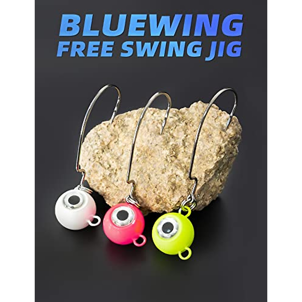 BLUEWING Free Swing Jig Head 1pc Freshwater Fishing Lures Lead Head Jig for Perch Crappie Bluegill Bass Fishing, Size 3oz, Yellow/Green