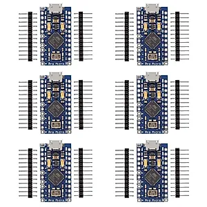 6pcs Pro Micro for Atmega32U4 5V 16MHz Bootloadered IDE Micro USB Pro Micro Development Board Microcontroller Compatible for Pro Micro Serial Connection with arduino Pin Header (Micro USB)