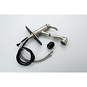 Derengge 1 or 3 Hole Pull-Out Kitchen Faucet Stainless Steel Single Handle Kitchen Sink Faucet with Deck Plate,EW-083C-BN