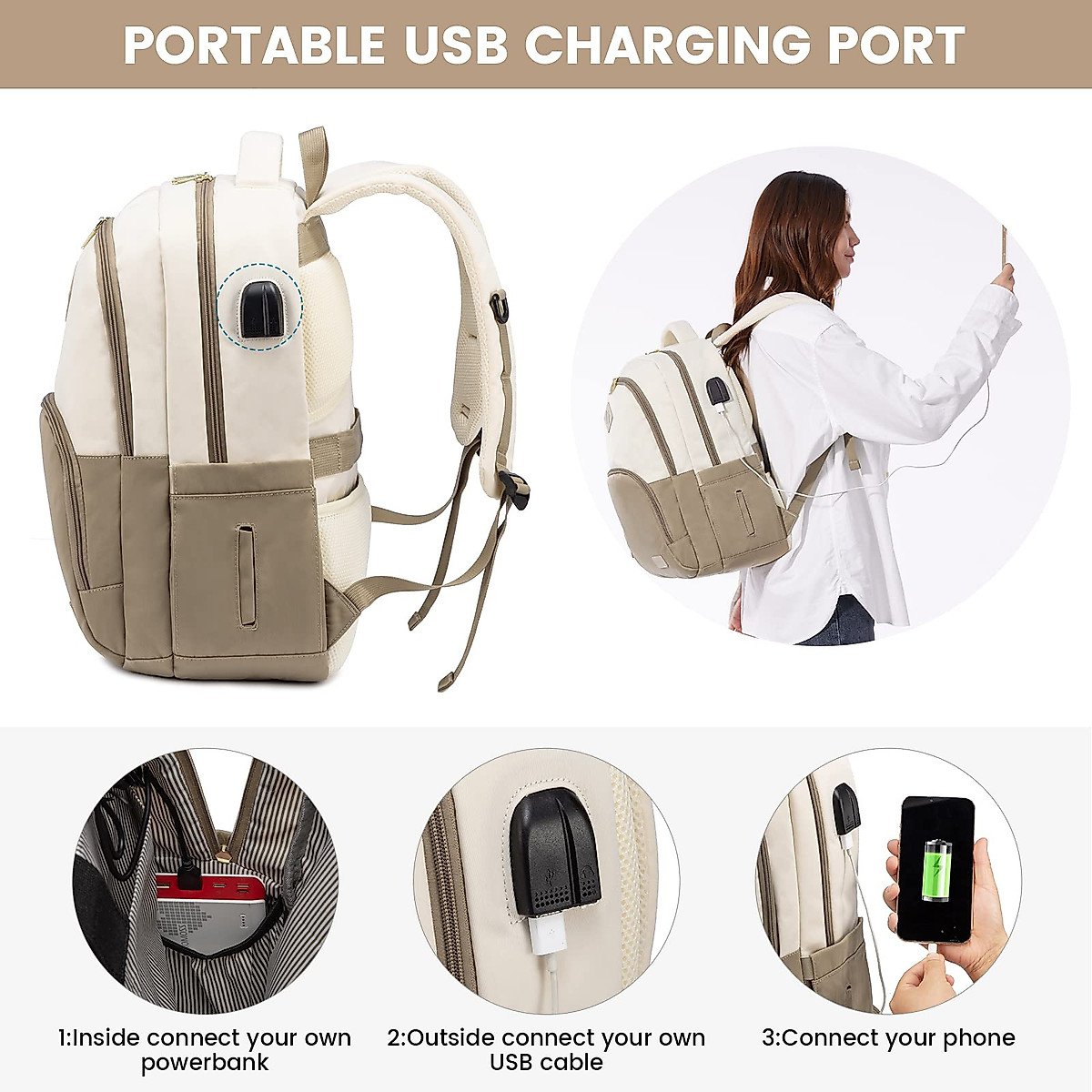 LOVEVOOK Classical Backpack for Women, School Bookbag with Laptop Compartment for College Work Travel, Water Resistant Daypack, Fit 15.6" Laptop