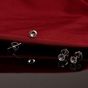 2 Pairs 18k Gold Plated Earring Screw Backs Replacement Sterling Silver Screw On Earring Backs for Diamond Studs, Hypoallergenic Secure Locking Earring Backs for Kid White Gold 6mm