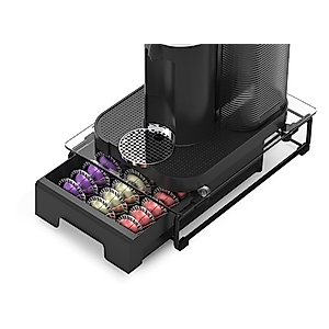 EVERIE Crystal Tempered Glass Organizer Drawer Holder Compatible with Nespresso Vertuo Capsules, Compatible with 21 Big or 30 Small Vertuoline Pods, NP01S