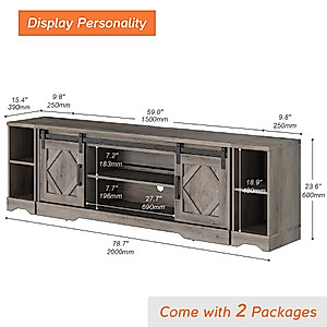 WAMPAT Modern Farmhouse 3 in 1 TV Stand for up to 85" TVs Wood Entertainment Center with Open Storage for Living Room,Washed Grey