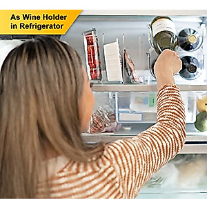smartified Fridge Wine & Water Bottle Holder Stand - Multipurpose Stackable Storage Organizer for Refrigerator Cabinet Kitchen Countertops Pantry Wine Cellar, Clear Plastic, 2 Packs of 2-Bottle Rack