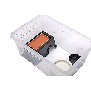 Reptile Hide Cave Box Lizards Habitat with Sink Increase Humidity and Water Supply Hideout for Lizards, Turtles, Reptiles, Amphibians, Small Snake