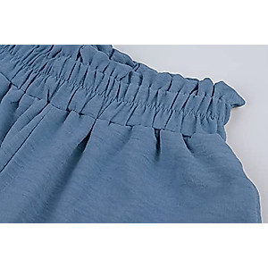 utcoco Women's Wide Leg Pants Elastic High Waisted Palazzo Flowy Pants for Women (XL, Blue Grey)