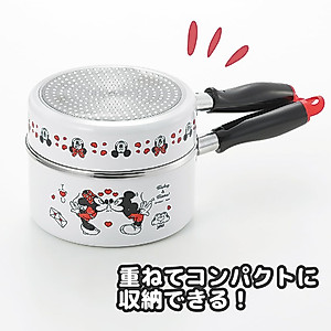 Mickey & Minnie MM-316 Saucepan & Frying Pan, 6.3 inches (16 cm), White