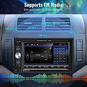 UNITOPSCI Double Din Car Stereo 6.2 Inch Touch Screen Bluetooth Car Radio Mirror Link Car Multimedia Player FM/AUX Audio/USB/TF Card/DVR Input MP5 Player with Remote Control,Steering Wheel Control