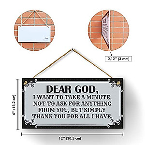CARISPIBET Dear God house decorative sign faith religion belief gratitude home ornament living room gift 6" x 12"