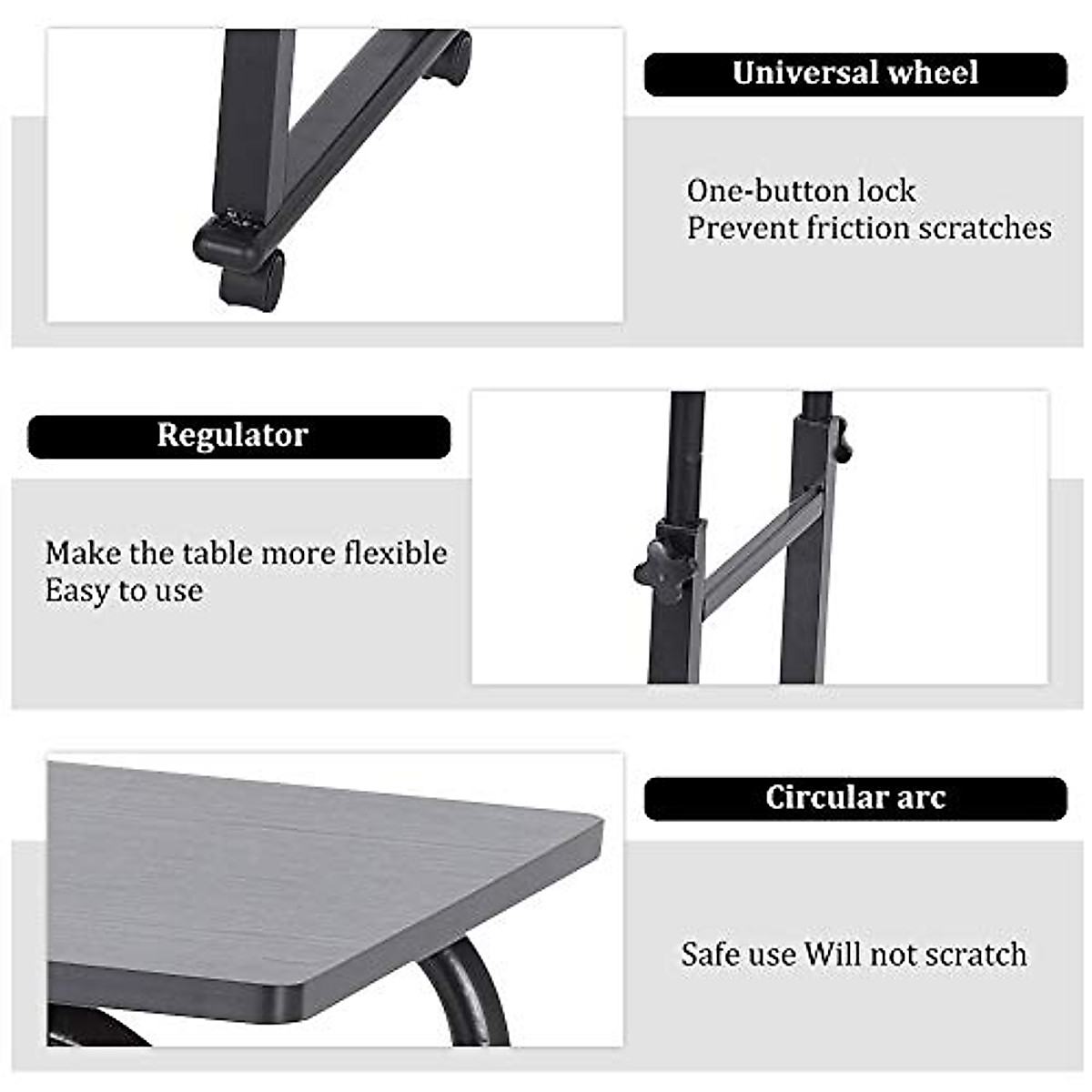 TOPINCN Overbed Table with Wheels and Storage Shelf, Height Adjustable Tiltable Table, Over The Bed Desk Laptop Cart Mobile Computer Desk (47.24inch Black)